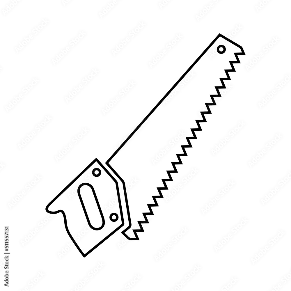 Saw icon. The black outline of the saw. Carpentry tools. Vector ...
