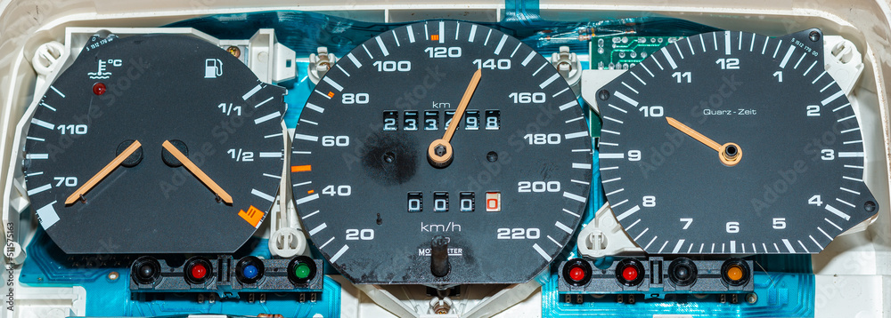 Old car speedometer,odometer. Speed indicator background.Roration ...