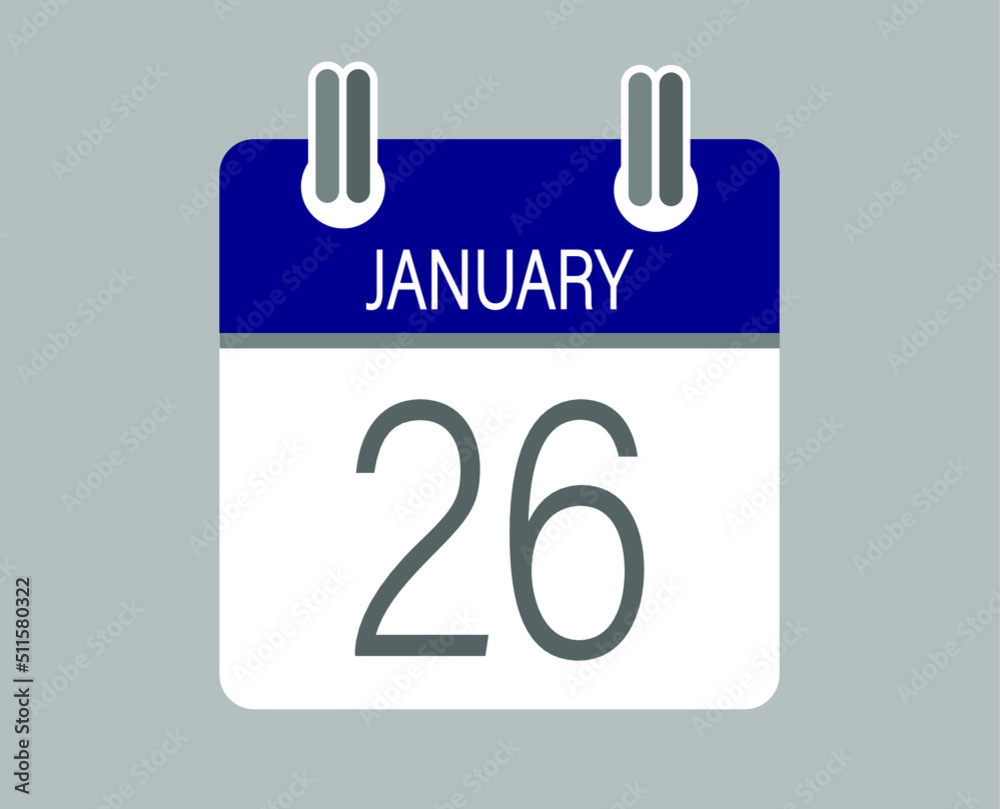 Day 26 january. Blue calendar for days of the month in january ...