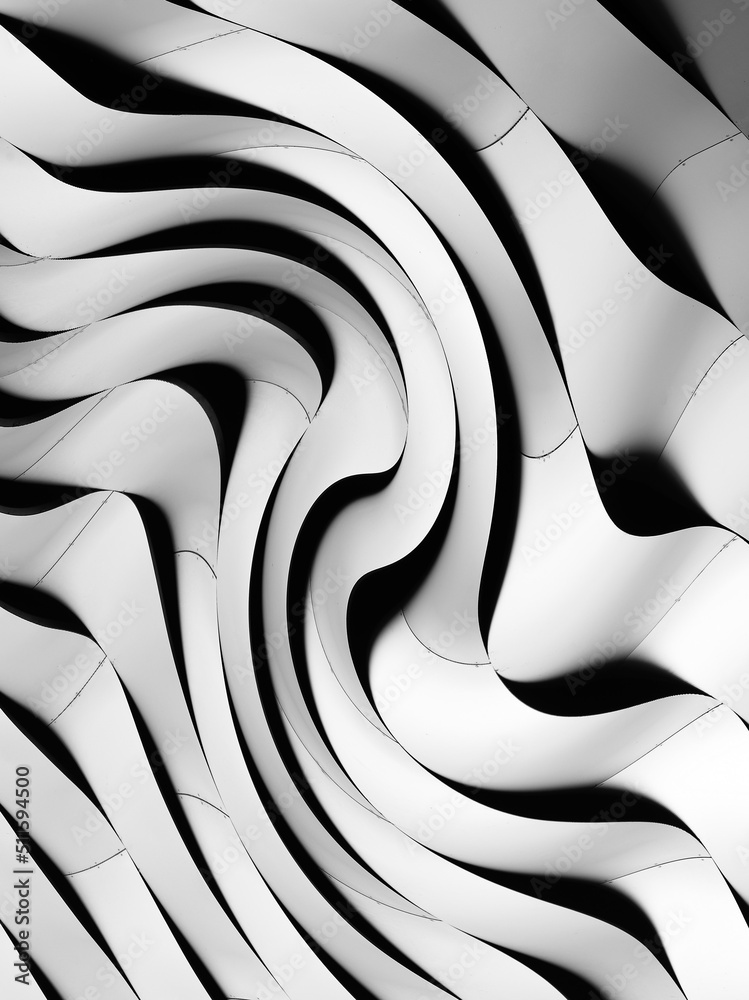 Fondo abstracto con curvas de superficies metalicas en tonos grises ...