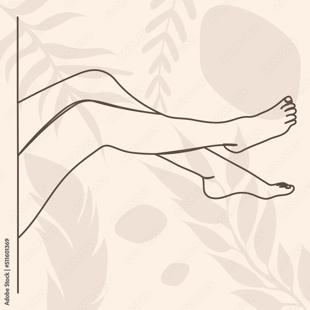 female feet drawing by one continuous line, sketch Stock Vector | Adobe ...