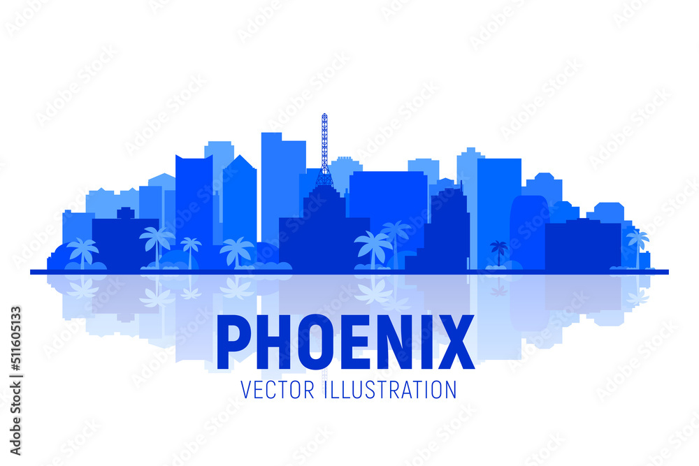 Phoenix City shilouette skyline. Arizona USA. Vector illustration ...