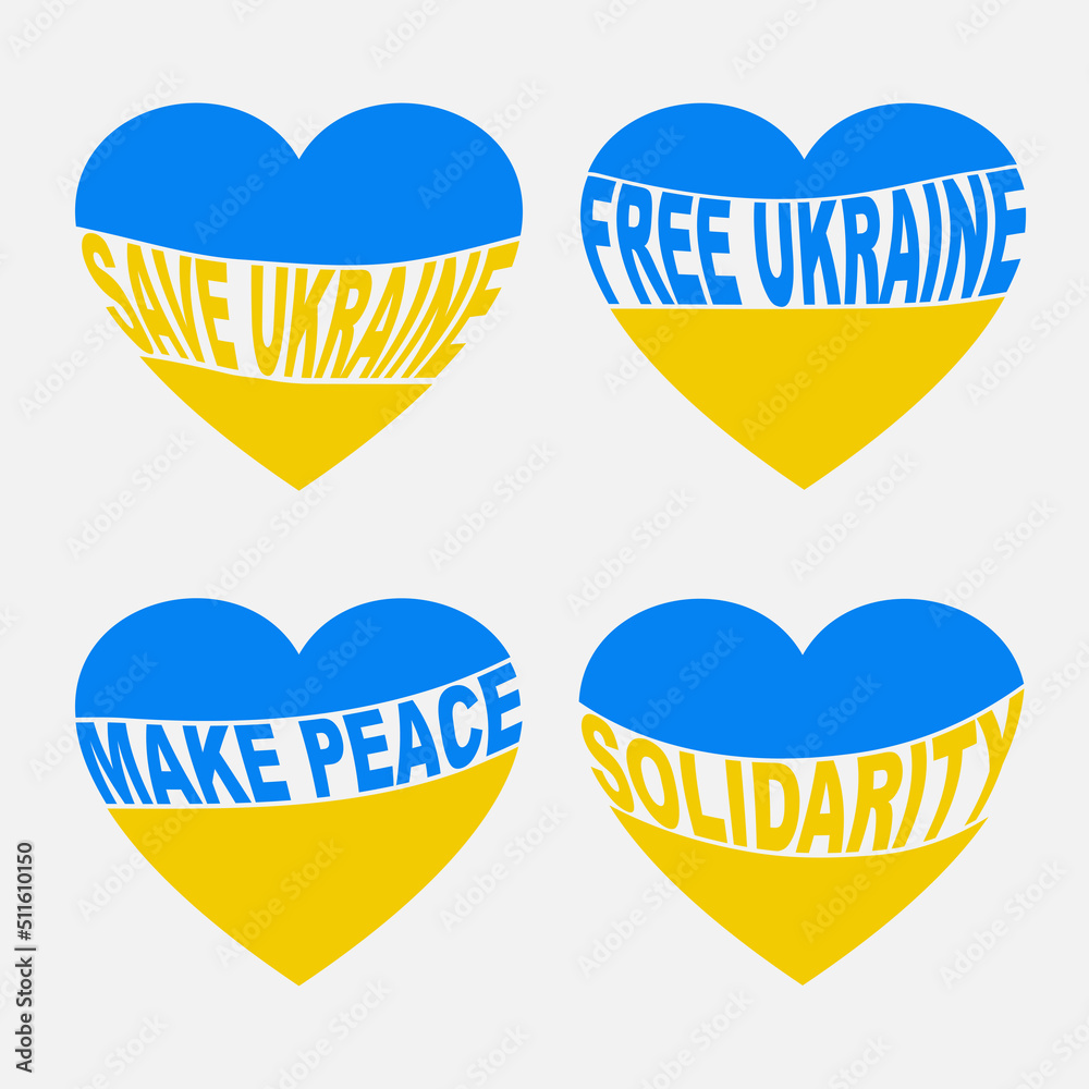 Set of save and free Ukraine icon flag sign banner on transparent ...