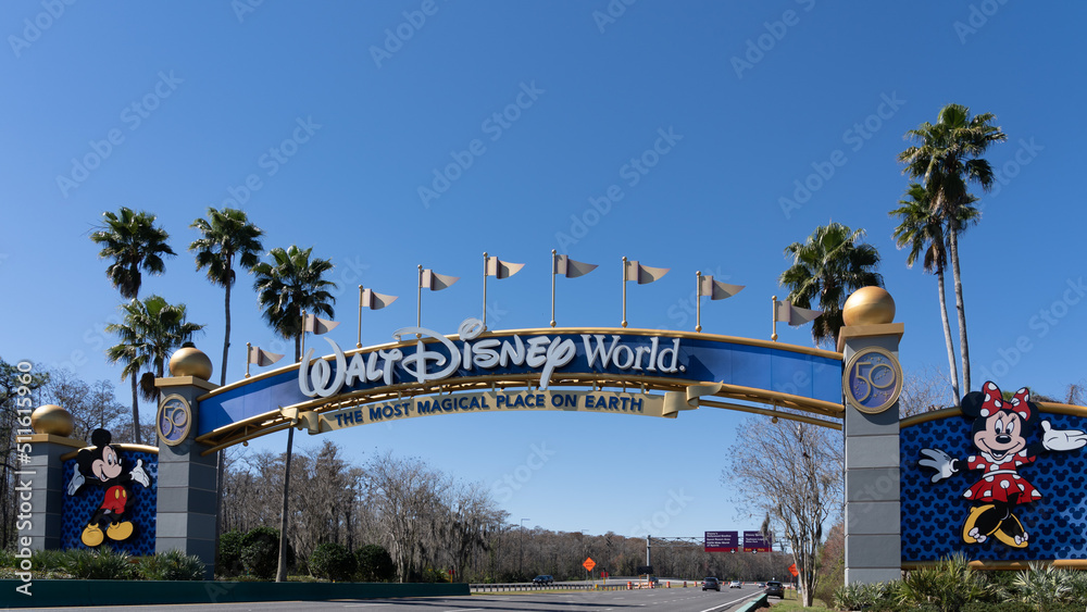 Orlando, Florida, USA - February 9, 2022: A Walt Disney World arch gate ...