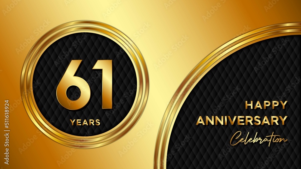61 Years Anniversary logo with gold color for booklets, leaflets ...