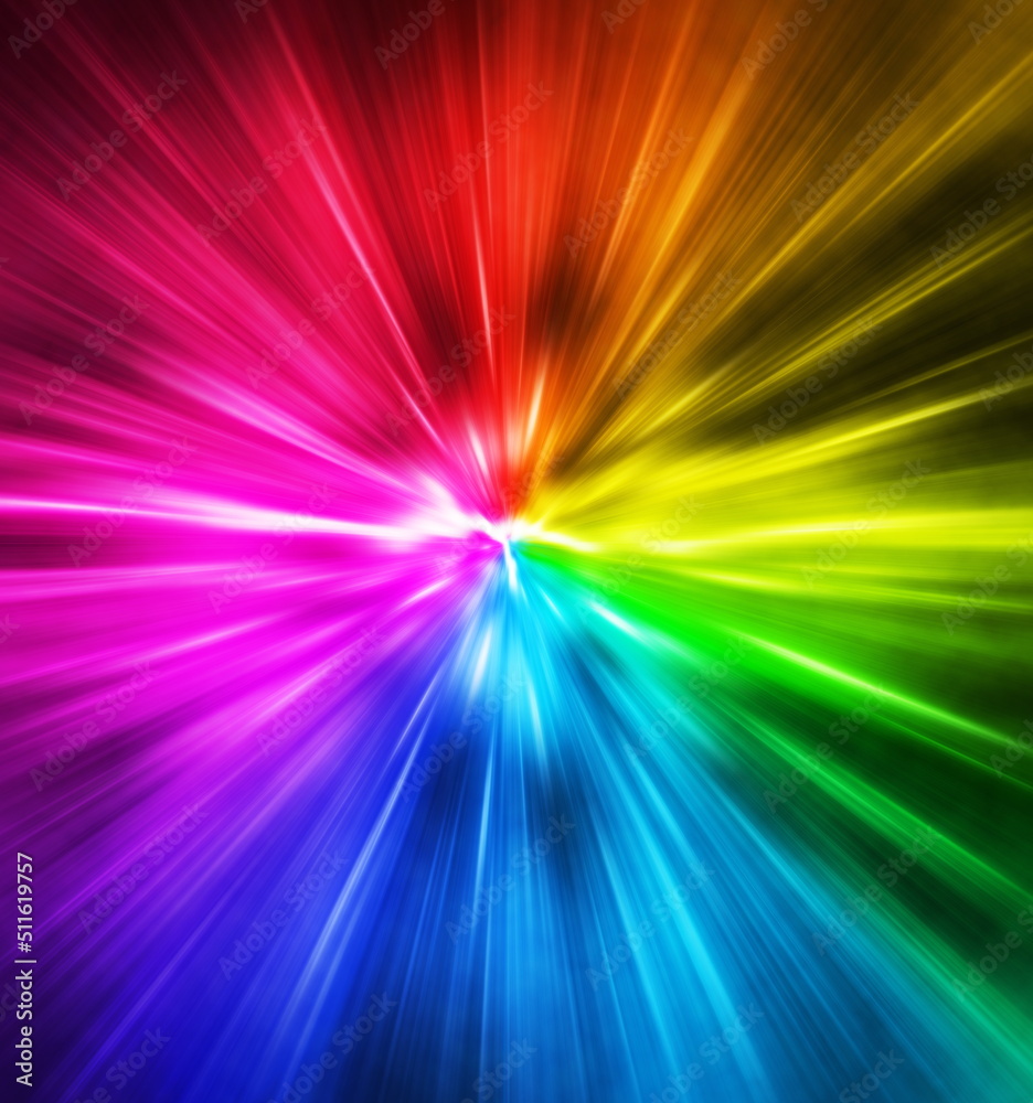 Light speed. Spectrum of Rainbow colored rays. Stock Illustration ...