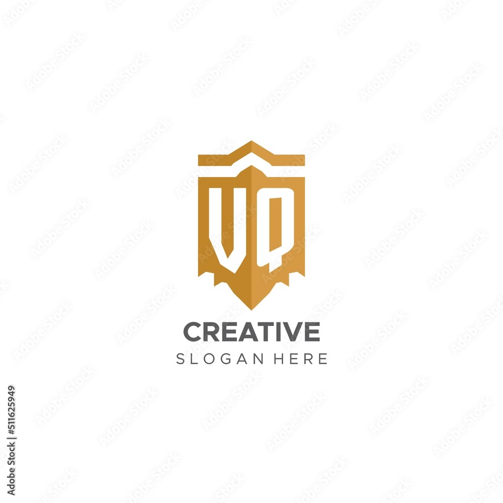 Monogram VQ logo with shield geometric shape, elegant luxury initial logo design Stock Vector ...
