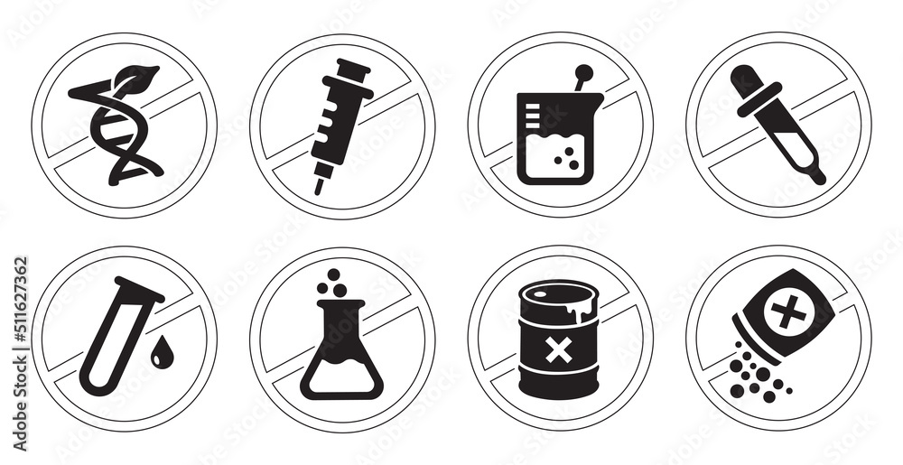 Chemical free symbols. Vector icons for sustainable, natural, eco ...
