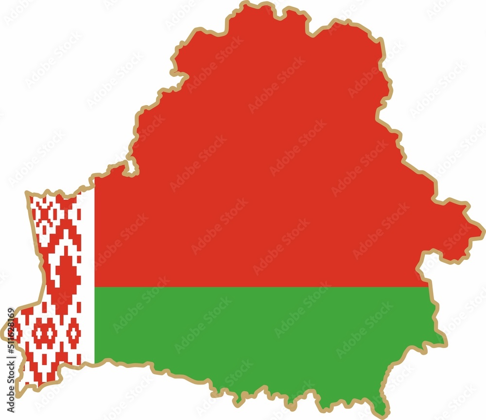 Vector color map of the Republic of Belarus. Flag of the Slavic state ...
