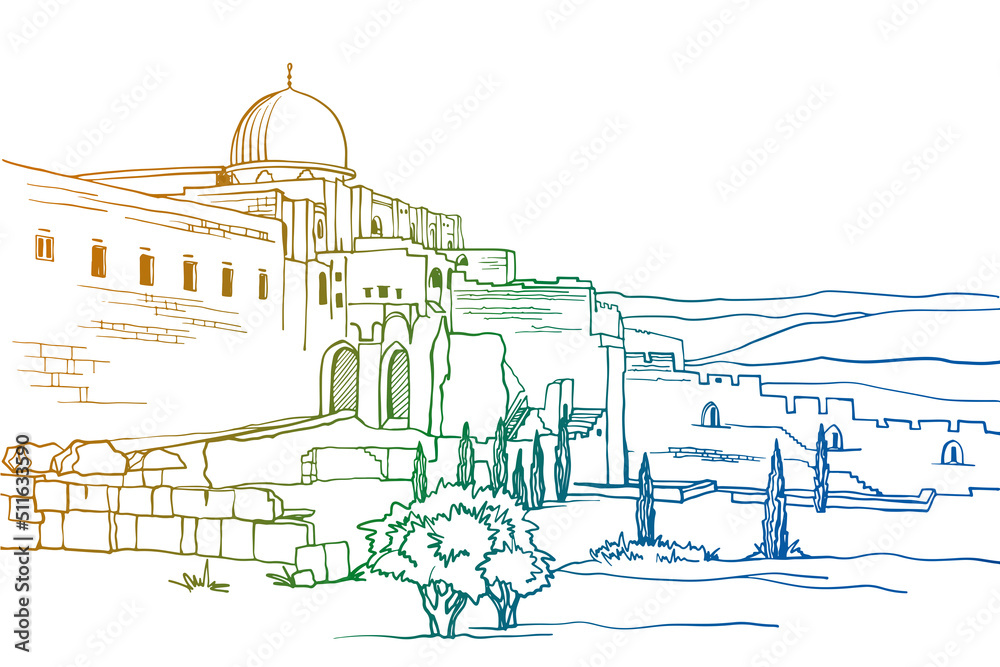 Nice view of the domes and walls of the ancient city. Old Jerusalem ...