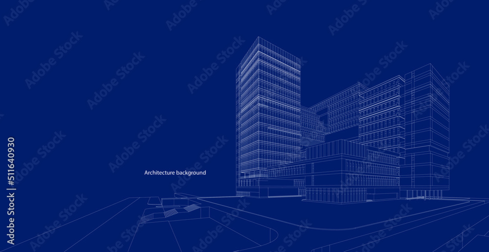 3d wireframe of building. sketch design.Vector Stock Vector | Adobe Stock