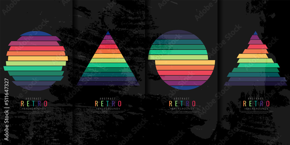 Rainbow triangle circle shape geometric background combination set ...