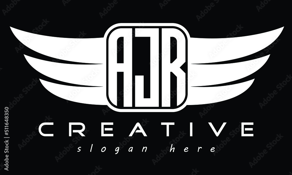 AJR three-letter Wing minimal typography font Monogram emblems flying ...