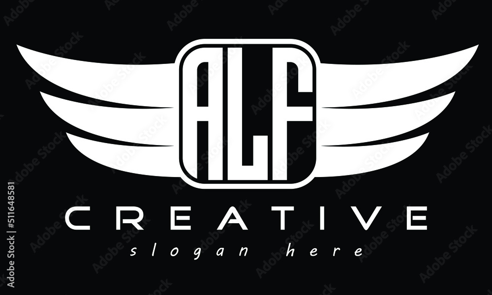 ALF three-letter Wing minimal typography font Monogram emblems flying ...