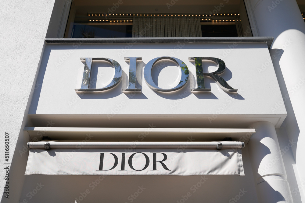 Christian dior brand sign text and logo on wall facade french Producer ...