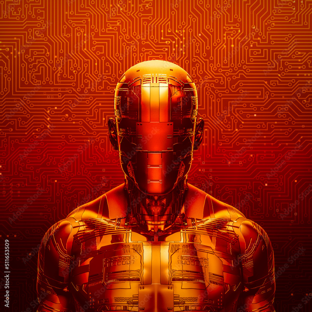 Faceless artificial intelligence - 3D illustration of dark blank faced ...