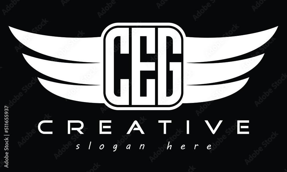 CEG three-letter Wing minimal typography font Monogram emblems flying ...