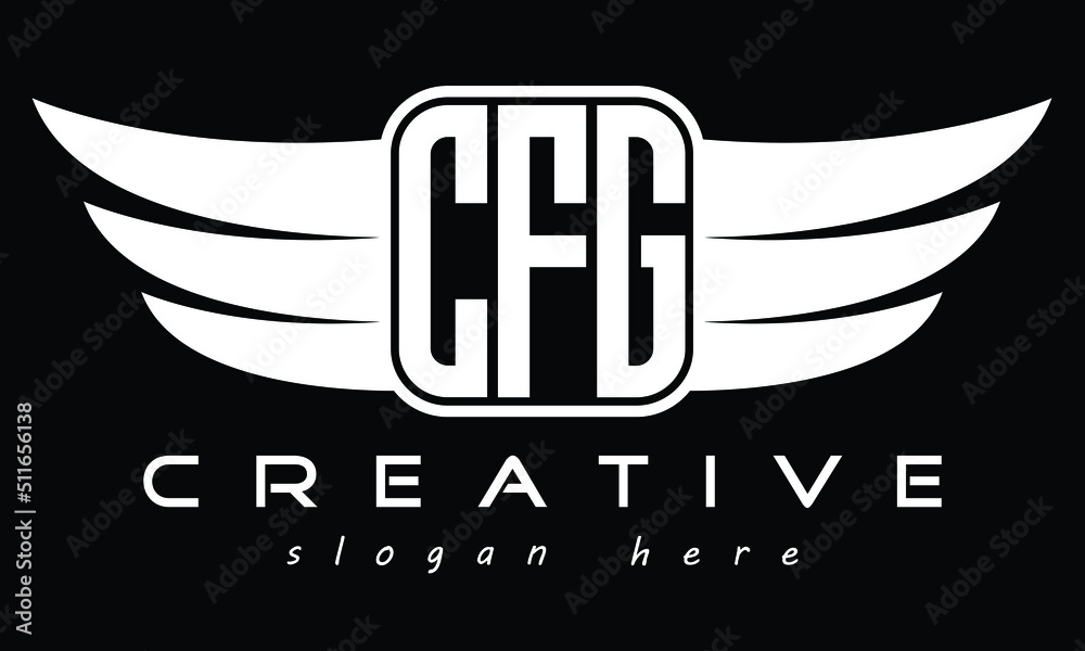 CFG three-letter Wing minimal typography font Monogram emblems flying ...