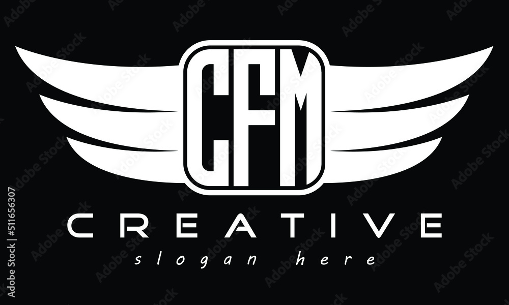 Vetor do Stock: CFM three-letter Wing minimal typography font Monogram ...