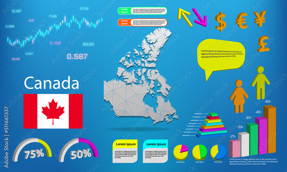 canada map info graphics - charts, symbols, elements and icons ...