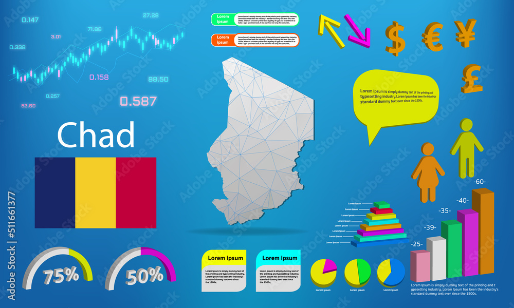 chad map info graphics - charts, symbols, elements and icons collection ... chad map info graphics - charts, symbols, elements and icons collection ...