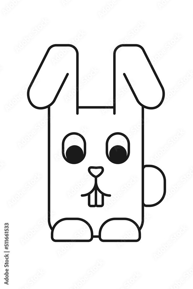 Line art black and white sitting bunny rabbit Stock Vector | Adobe Stock