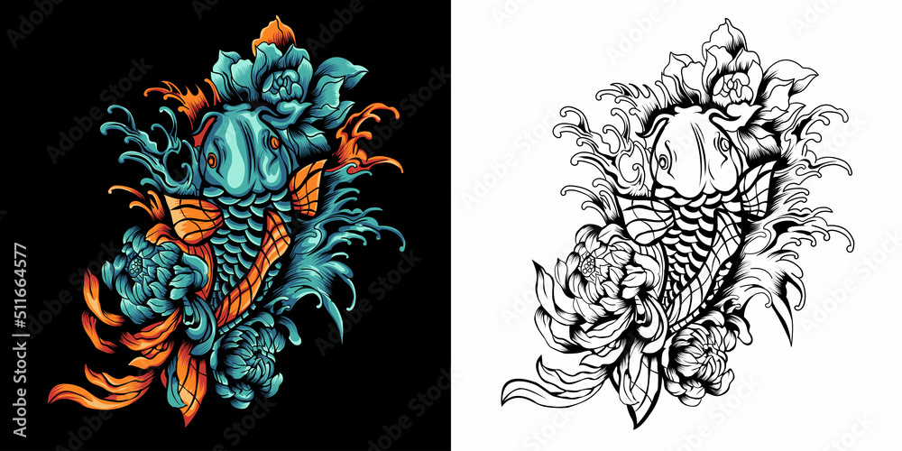 japanese koi fish vector illustration Stock Vector | Adobe Stock