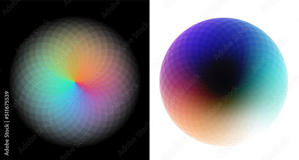 Vector spectrum circle with transparent intersecting layers and ...