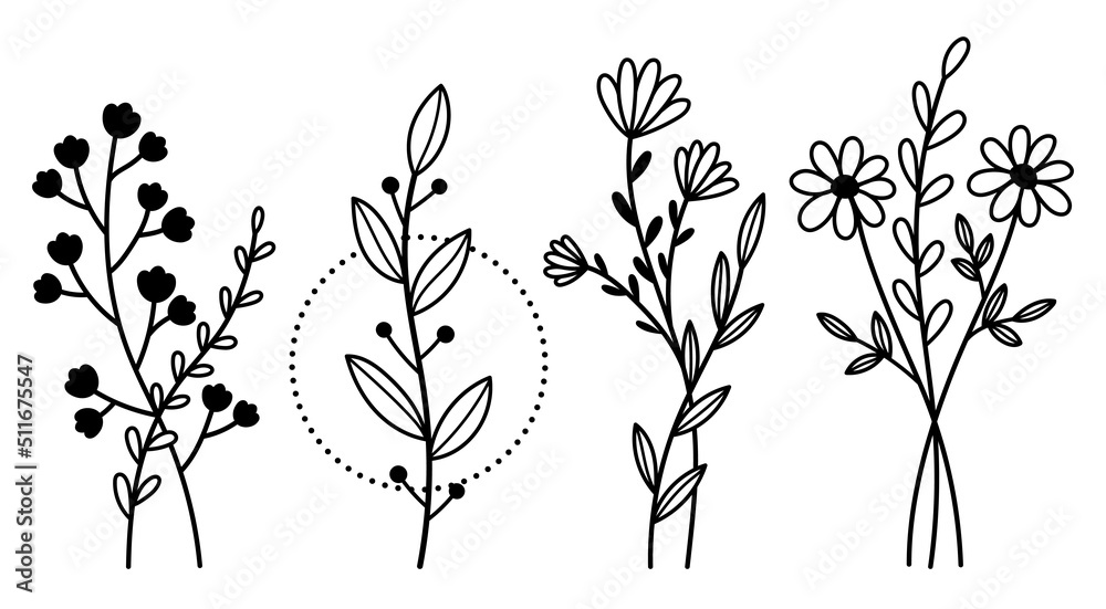 Flower Bouquet Outline Clipart