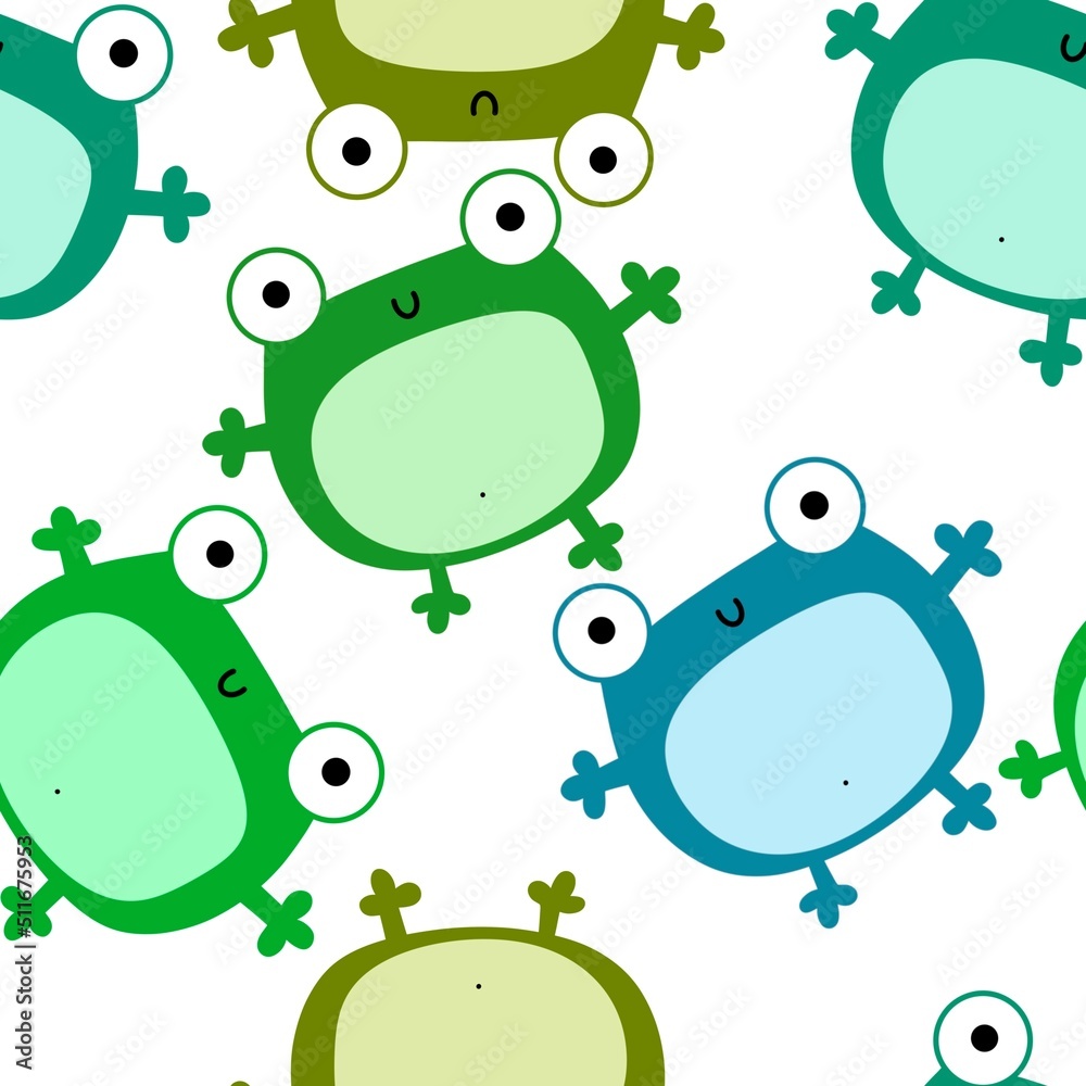 Cartoon seamless kawaii frogs pattern for kids and kindergarten and ...