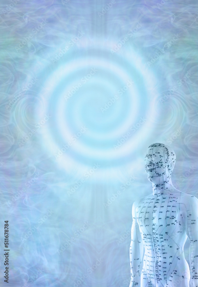 Acupuncture Model Energy Meridians Spiral template - a flowing blue ...