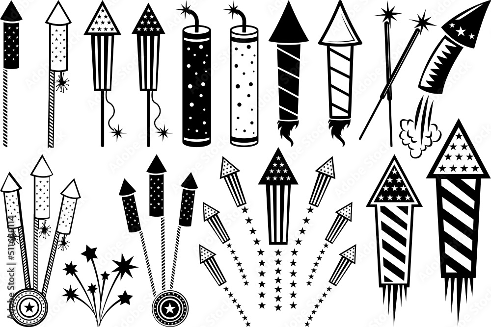 Fireworks SVG Cut Files | Fireworks Silhouette | Fireworks Rocket Svg ...
