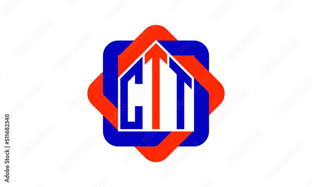 CTT three letter real estate logo with home icon logo design vector ...