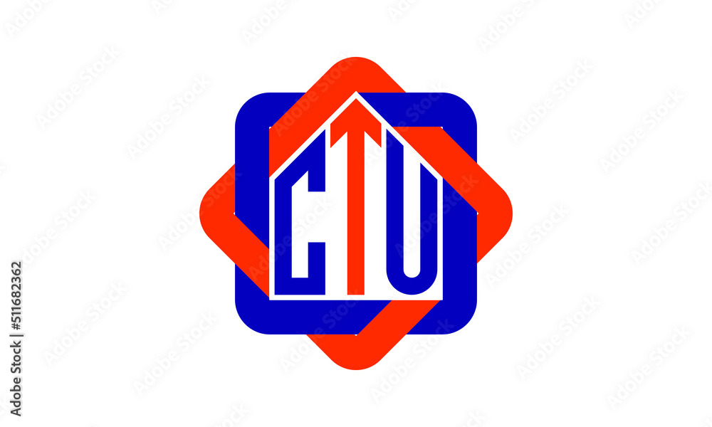 CTU three letter real estate logo with home icon logo design vector ...