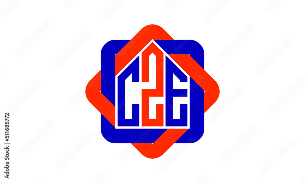 CZE three letter real estate logo with home icon logo design vector ...