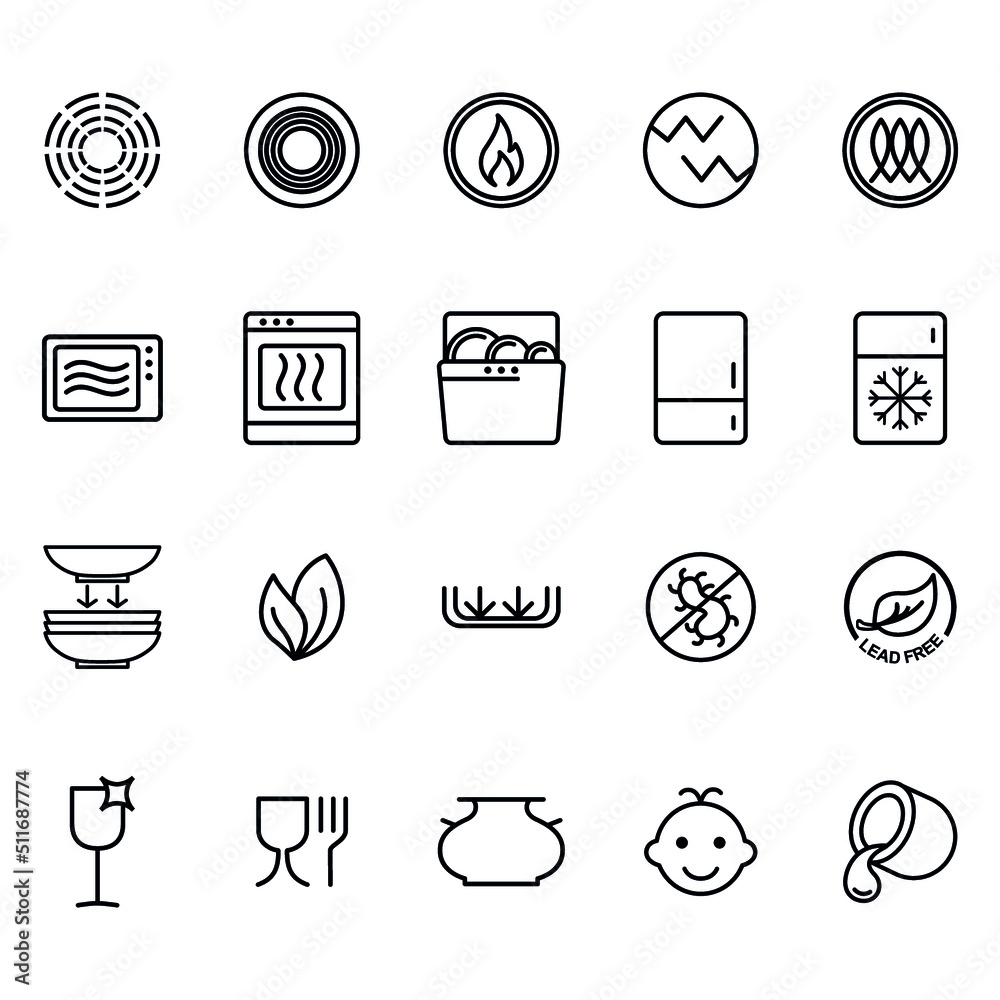 Symbols of food-grade metal indicate the properties and destination of ...