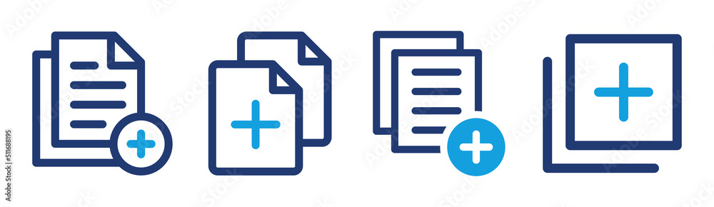 Duplicate Document Icon Vector Set Create New File And Add Page Symbol Illustration Stock