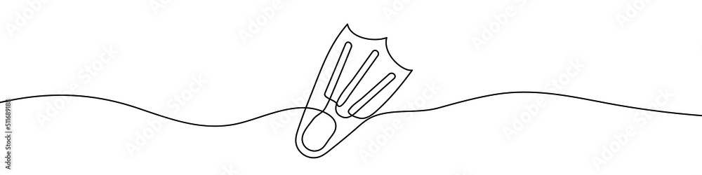 Continuous line drawing of flippers. Flippers one line icon. One line ...