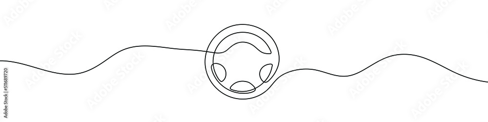 Continuous line drawing of car wheel icon. One line icon of wheel. One ...