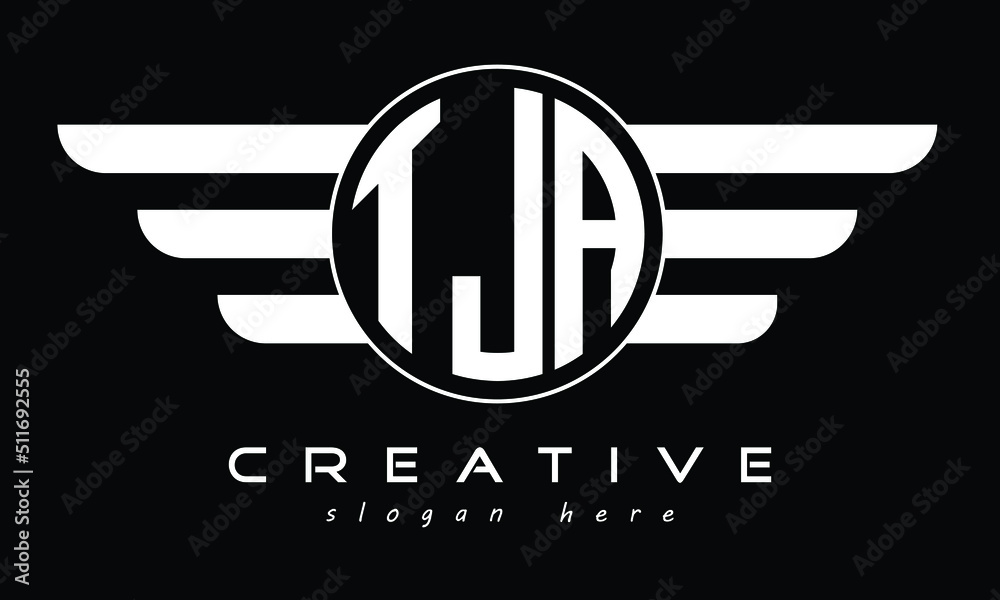 TJA three letter circle with wings logo design vector template ...