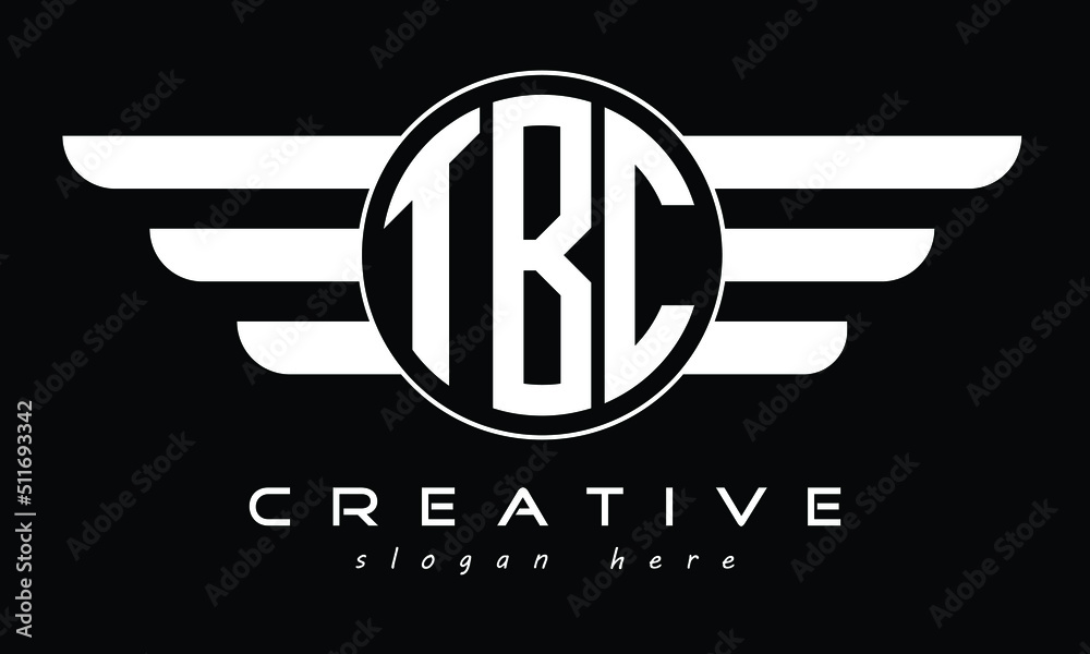 TBC three letter circle with wings logo design vector template ...
