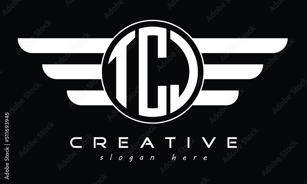 TCK three letter circle with wings logo design vector template ...