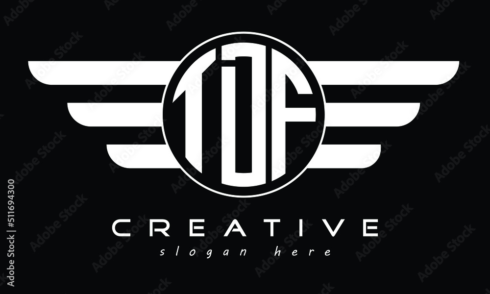TDF three letter circle with wings logo design vector template ...