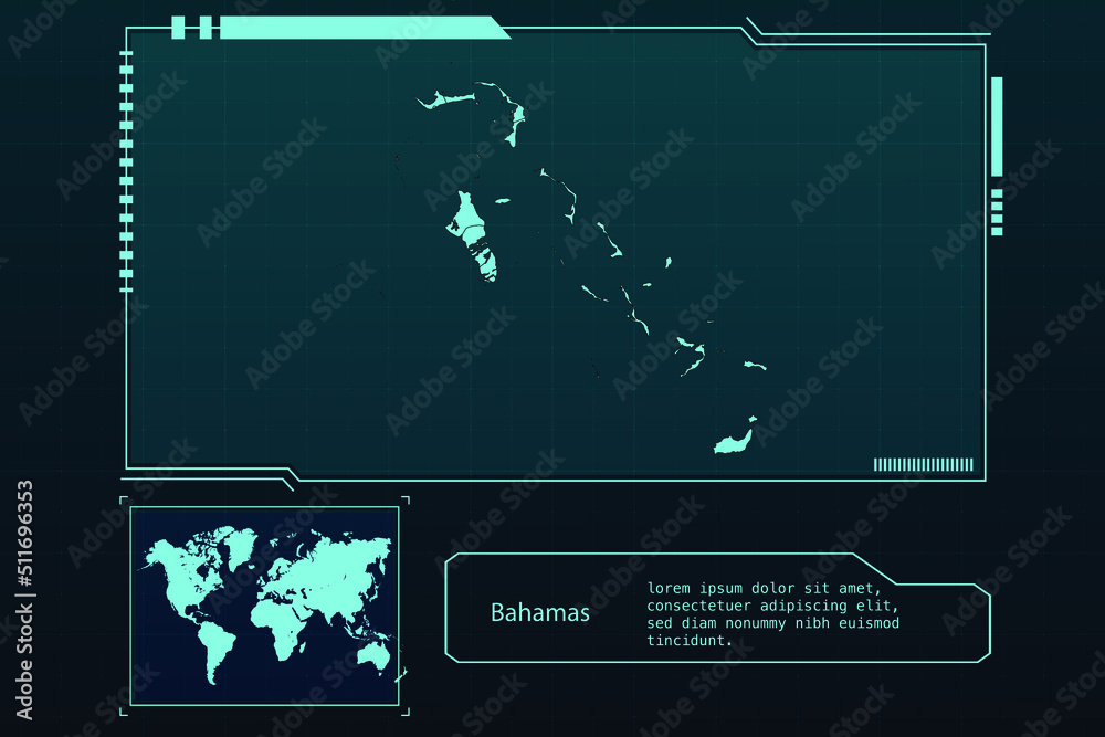 Bahamas Map Futuristic infographic Map element collection background ...