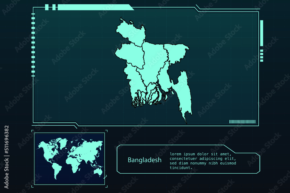 Bangladesh Map Futuristic infographic Map element collection background ...