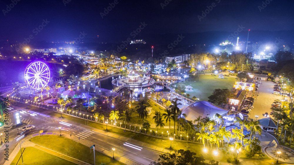 aerial view of Jerudong Park Playground, Brunei Darussalam. Stock Photo ...