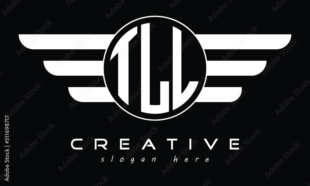 TLL three letter circle with wings logo design vector template ...