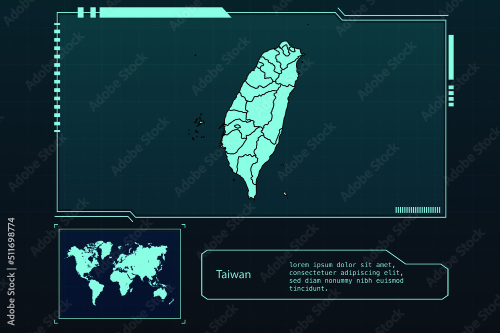 Taiwan Map Futuristic infographic Map element collection background ...