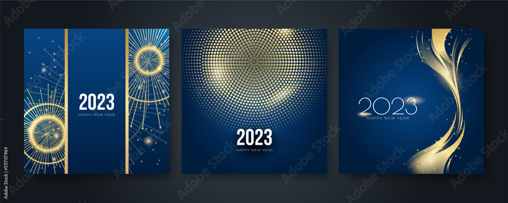 Happy new year 2023 square post card background for social media ...