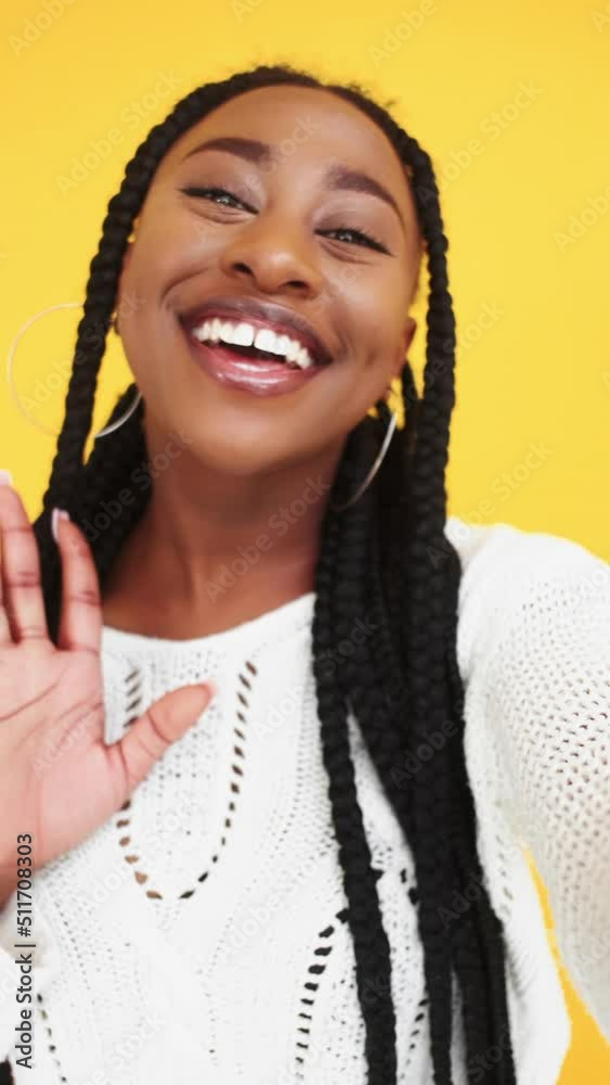 Vlog lifestyle. Streaming black woman. Virtual communication. Media ...